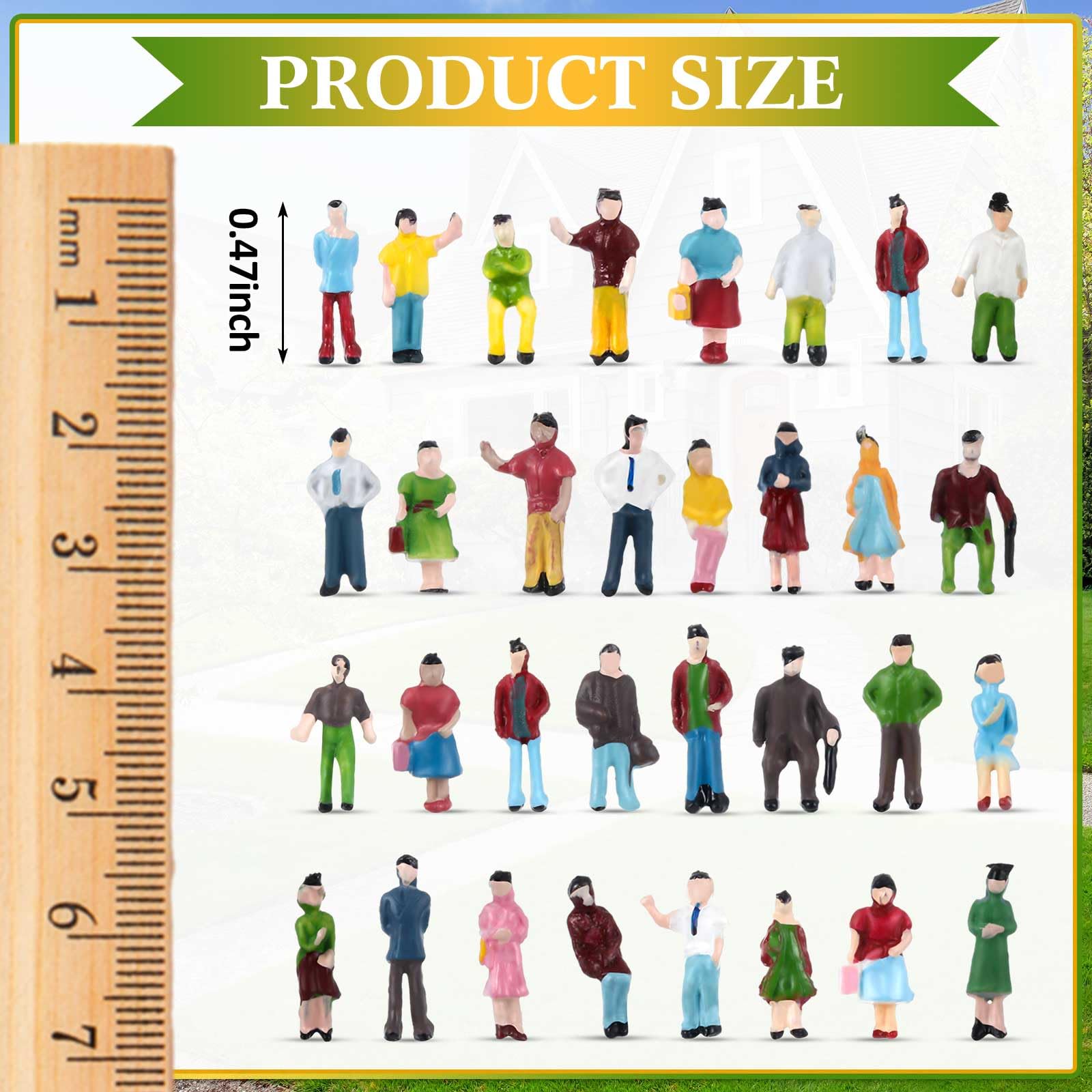 Harrycle 100 Pcs Mini People Figurines 1: 150 Scale Architectural Painted Tiny People Model Sitting and Standing Plastic Miniature People Assorted Poses Model Trains for Miniature Scenes