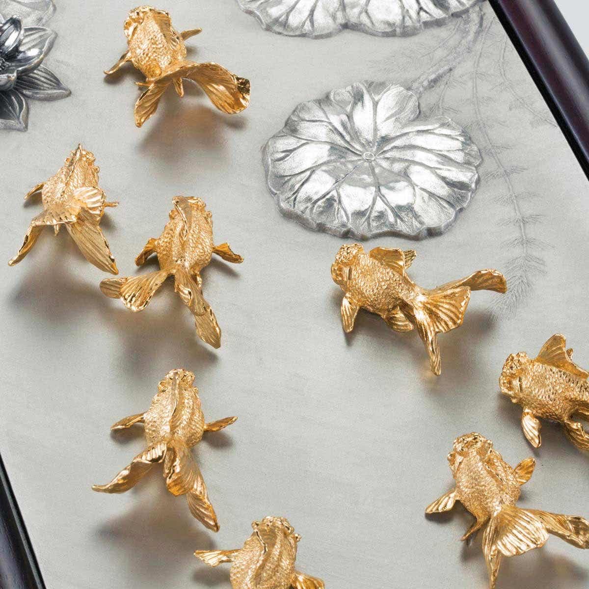 Royal Selangor Hand Finished Oriental Collection Pewter Gilt Goldfish Plaque Gift