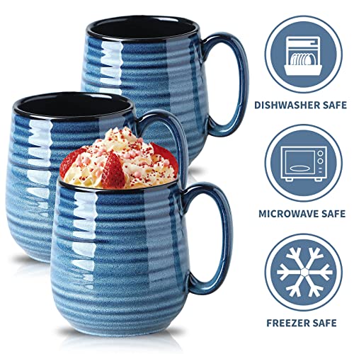Hasense Large Coffee Mug, 20 oz Ceramic Coffee Cups for Office and Camping, Big Coffee Mug for Latte Coffee Tea Soup as Friend Gifts, Dishwasher and Microwave Safe, 1 PCS (Blue)