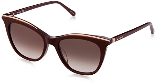 Fossil Women's Female Sunglass Style FOS 2103/G/S Cat Eye, Burgundy, 52mm, 18mm