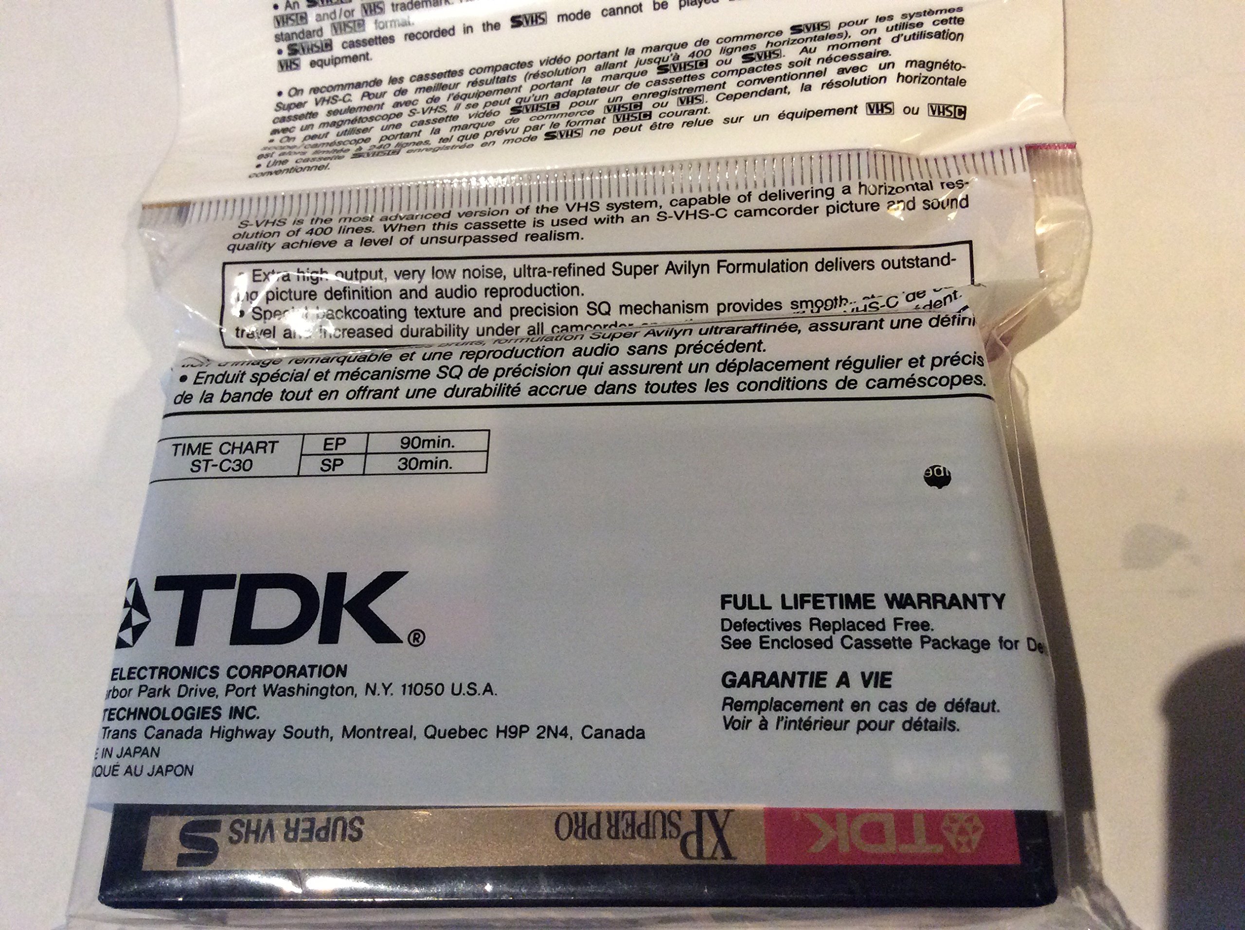 TDK Super VHS-C Blank Tape ~ ST-C30 (62m) ~ XP Super Pro ~ for Super VHS-C Camcorders ~ SVHSC