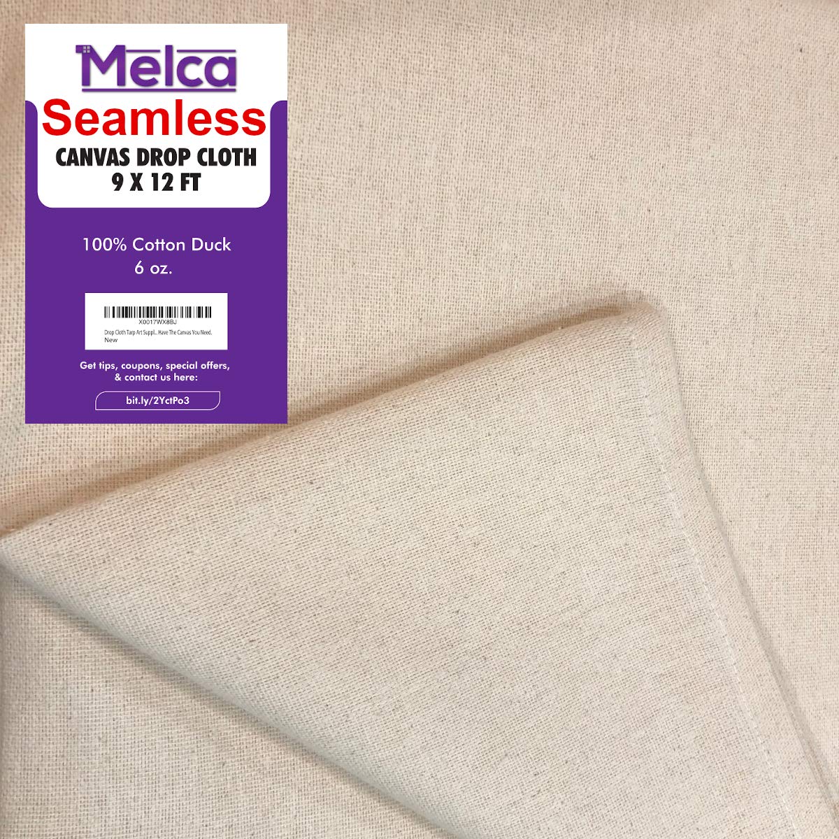 Drop Cloth Tarp Art Supplies - 9x12 Finished Size, 100% Cotton, Seams Only On The Edges, New Unmarked Fabric, Cotton Duck Fabric - Be Confident You Have The Canvas You Need.