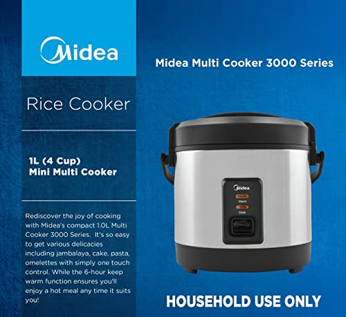 Midea Mini Rice Cooker 1L (4 Cup), Multi Cooker 3000 Series, 4Cups Rice Cooker and Warmer