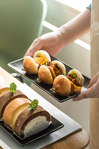 Gomakren Black Serving Platter Set of 4 Porcelain Serving Plates Rectangular Serving Dishes and Platters Serving Trays for Party Food Appetizer Salads Sushi, 10 Inches Black Serveware Gifts