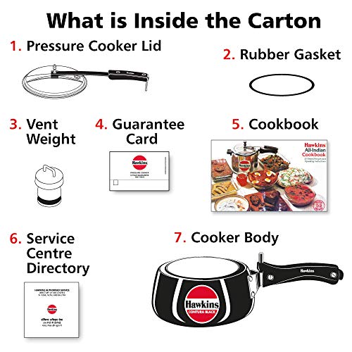 Hawkins CB15 Hard Anodised Pressure Cooker, 1.5-Liter, Contura Black