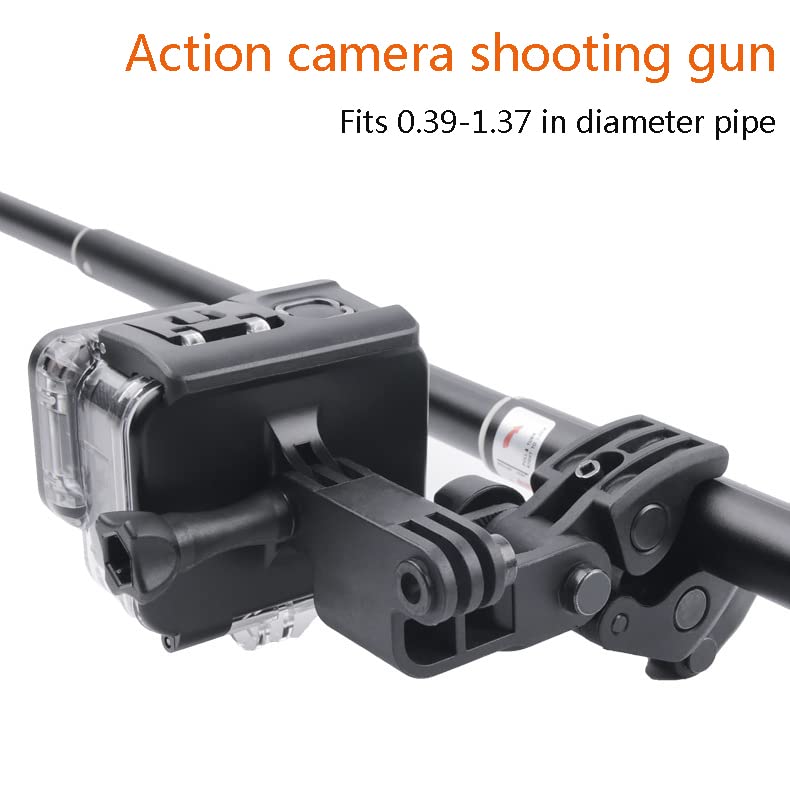 Lupholue Easy-Mounted Gun/Rod/Bow Camera Clamp Mount Fishing Pole Clamp with Front & Rear Camera Mounts for GoPro Hero 10, 9, 8, 7, (2018), 6 5, Hero Black, Session, Xiaomi Yi, SJCAM, Campark