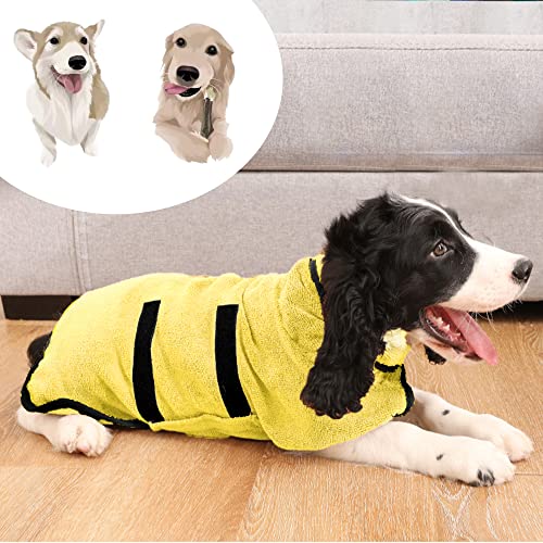 Dog Drying Coat, Adjustable Pet Drying Moisture Bath Robe, Dog Bath Towel Quick Drying, Washable Absorbing Pet Dog Cat Bathrobe Towel Coat