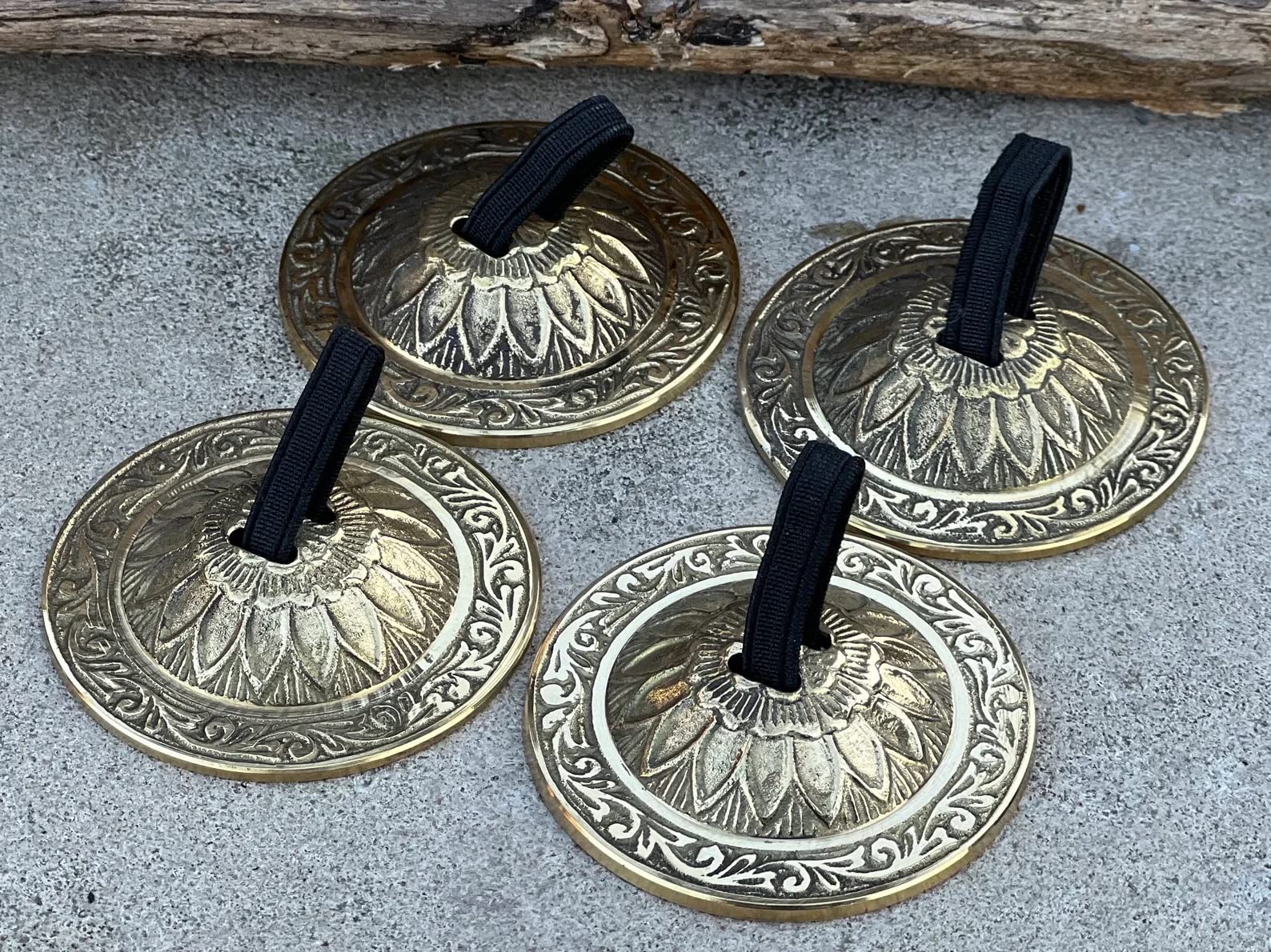 DharmaObjects Belly Dancing - Pro Finger Zills or Cymbals 2 Pair/4pcs Gold 6cm