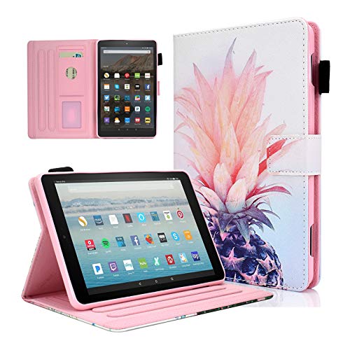 HD 10 Case DTangLsm Case for Amazon Fire HD 10 Tablet (5th/7th/9th Generation, 2015/2017/2019 Release) - Slim Leather Folding Protective Stand Cover with Auto Wake/Sleep for 10.1 Inch Tablet,Pineapple