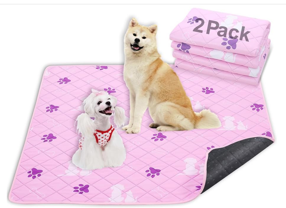 Suyfhdc Washable Pee Pads for Dogs, 2 Pack Reusable Pee Pads,18" x 24" Reusable Pet Training Pads,Reusable Puppy Pads, Dog Training Pads with Fast Absorbent