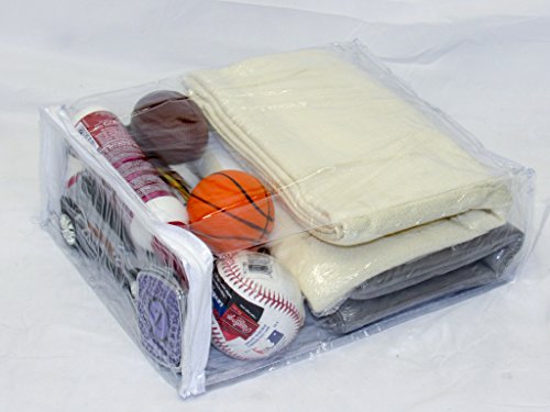 Oreh Homewares Heavy Duty Vinyl Zippered (Clear) Storage Bags (9" x 11" x 4") for Dresses, Shirts, Pants, Fabrics (1.7 Gallon) 5-Pack