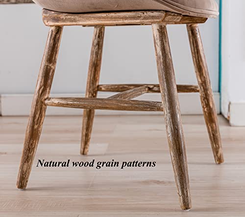 DUOMAY Velvet Dining Room Chair, Modern Farmhouse Side Chair Makeup Vanity Chair with Back for Kitchen Dining Room Living Room, Wood Base, Grey