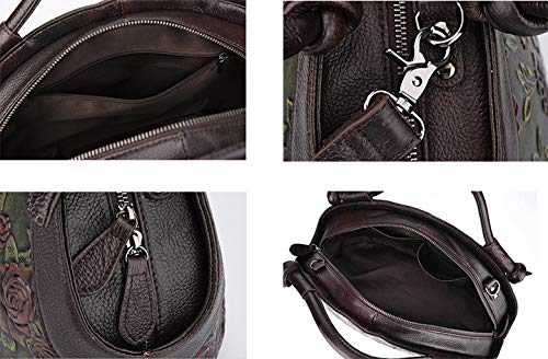 Women Handbag Genuine Leather Satchel Purse Handbag Vintage Top Handle Handbag Work Tote Bag (Green)