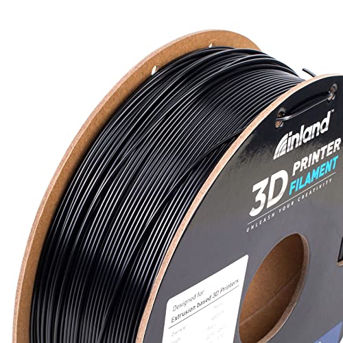 Inland 1.75mm ABS 3D Printer Filament, Dimensional Accuracy +/- 0.03 mm - 1kg Cardboard Spool (2.2 lbs) - Fits Most FDM/FFF Printers - Black