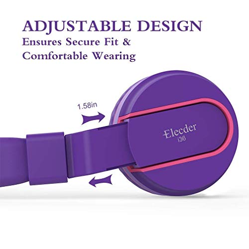 ELECDER Kids Headphones Children Girls Boys Teens Foldable Adjustable On Ear Headphones 3.5mm Jack Compatible Cellphones Computer Kindle MP3/4 Airplane School Tablet