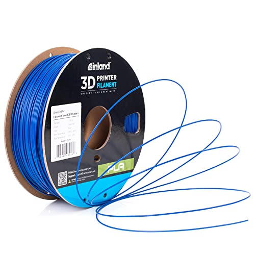 Inland PLA 3D Printer Filament 1.75mm - Dimensional Accuracy +/- 0.03mm - 1kg Cardboard Spool (2.2 lbs) β Fits Most FDM/FFF Printers β Odor Free, Clog Free Filaments - Blue