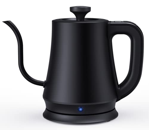 Electric Gooseneck Kettle with Variable Temperature Control,Tea Kettle & Pour Over Coffee Kettle,100% Stainless Steel Inner Lid & Bottom,Quick Heating, Auto Shutoff Anti-dry Protection,1000W-1 L