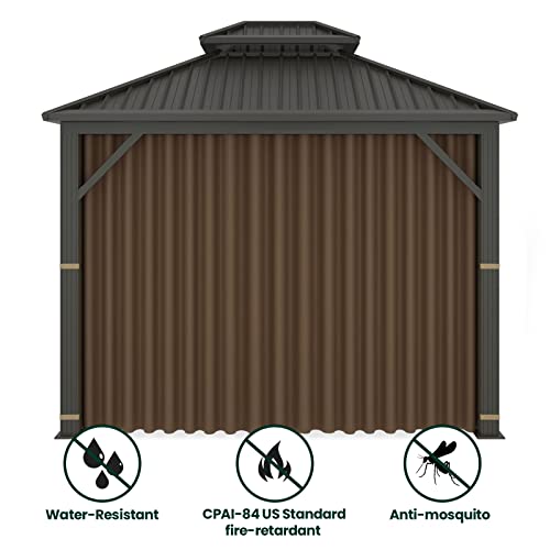 Gazebo Universal Replacement Privacy Curtain, OLILAWN 10' x 12' Privacy Canopy Side Wall, Replacement Gazebo Shade Curtain Privacy Panel for Canopy Gazebo 10x12, One Side Only, Brown