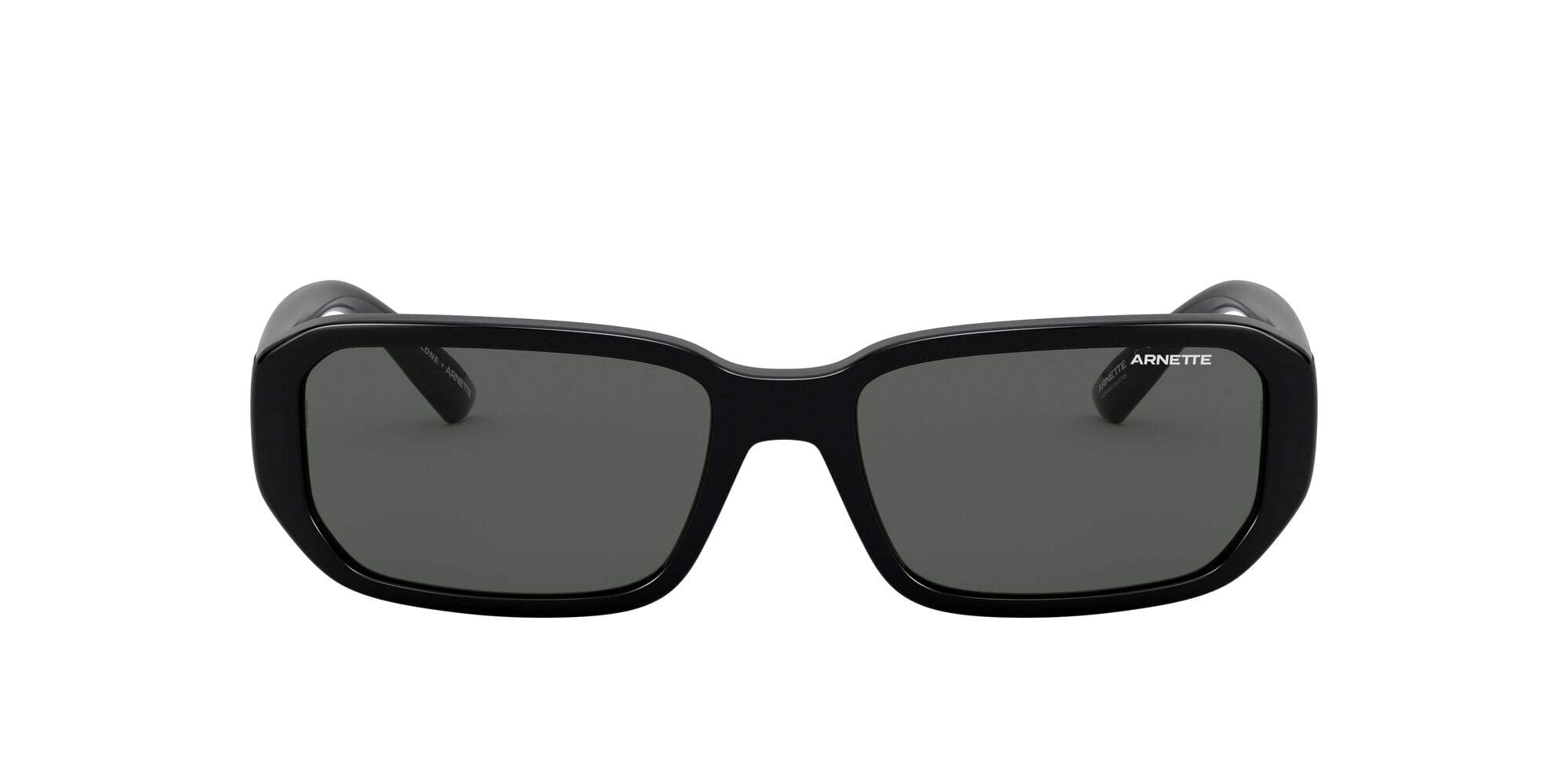 ARNETTE Unisex Sunglasses Shiny Black Frame, Dark Grey Lenses, 55MM