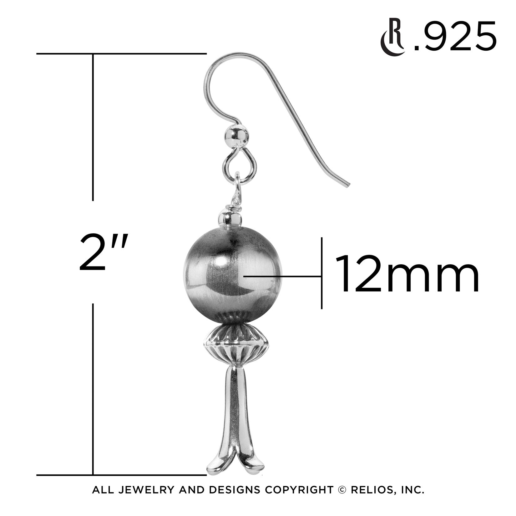 American West Sterling Silver Women's Drop & Dangle Earrings Squash Blossom Design
