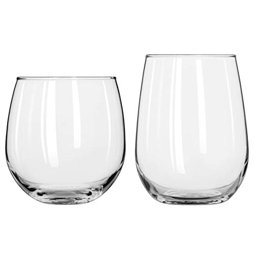 Libbey Stemless 12-Piece Wine Glass Party Set for Red and White Wines