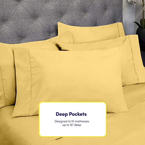 King Size Bed Sheets - 6 Piece 1500 Supreme Collection Fine Brushed Microfiber Deep Pocket King Sheet Set Bedding - 2 Extra Pillow Cases, Great Value, King, Yellow