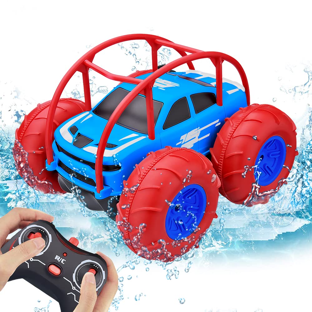 MaxTronic Remote Control Car, RC Cars Amphibious Land & Water Toy Off-Road RC Boat, 360Β°Flip Rotation Stunt Car with Sidelights for Toddlers 3 4 5 6 7 8 9 10 11 12 Years Kids Boys Girls