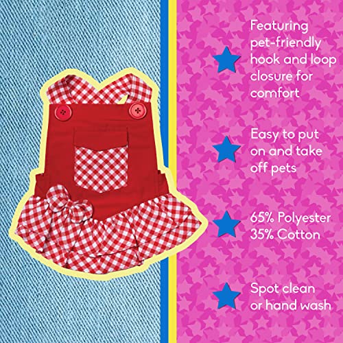 Doggy Parton Red Gingham Overalls Dress for Pets, Small (22120769)