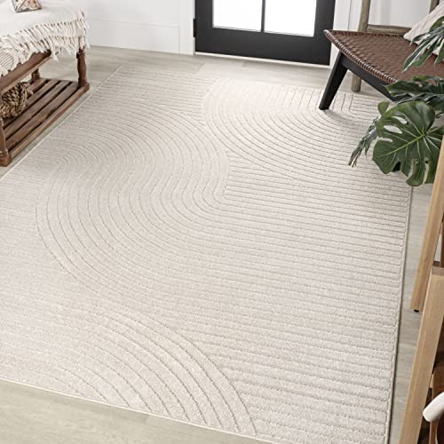 JONATHAN Y SCN100B-8 Skagen Minimalist Curve Geometric Indoor Area Rug, Modern, Contemporary, Coastal, Geometric, Bohemian, Bedroom, Kitchen, Living Room, Non Shedding, Ivory/Cream, 8' x 10'