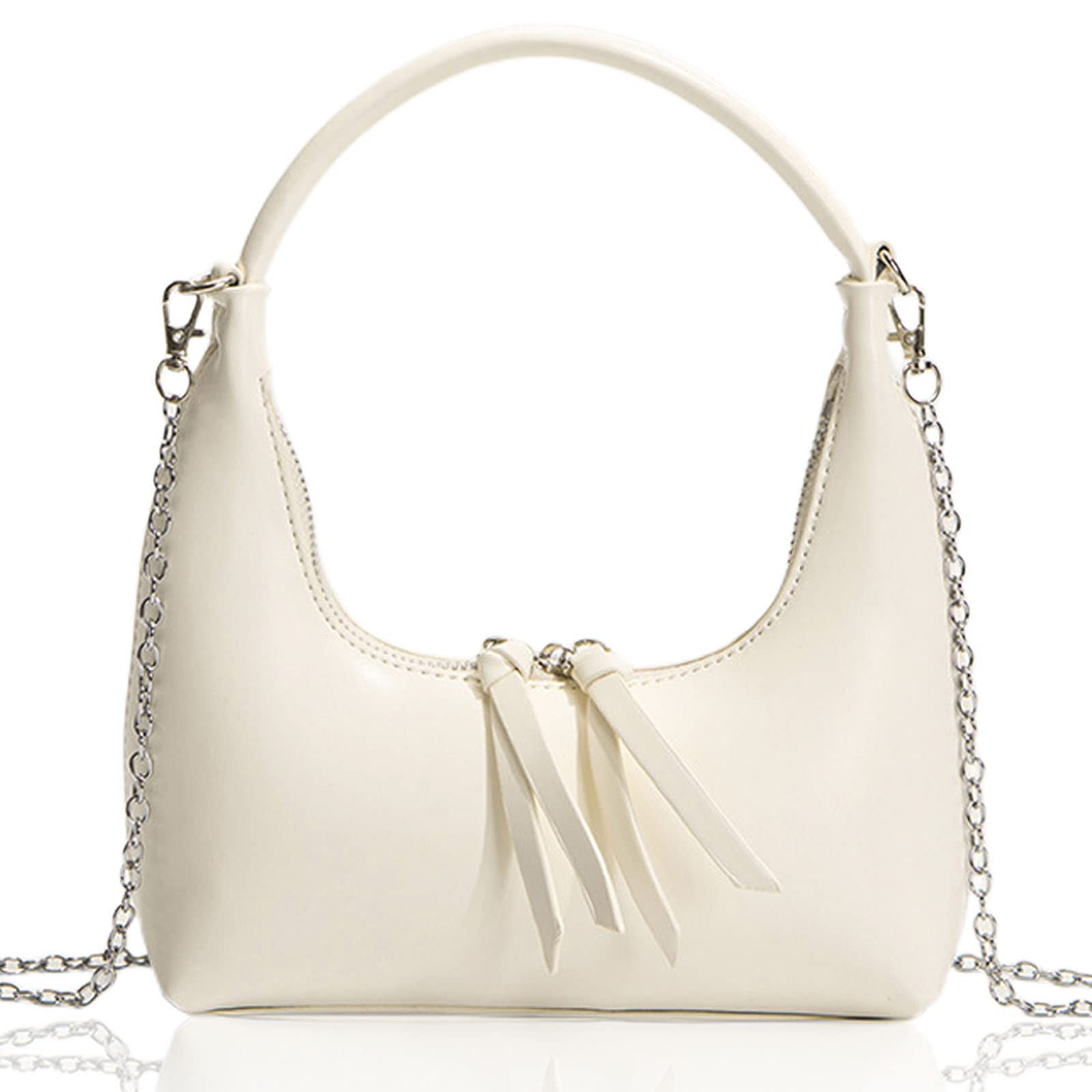 BERKI STAR White Purse, Small Shoulder Bags, Mini and Cute Clutch Purses for Women, Trendy & Retro Crossbody Handbag with Chain Strap.