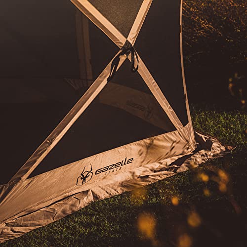 Gazelle Tentsā¢, G5 5-Sided Portable Gazebo, Easy Pop-Up Hub Screen Tent, Waterproof, UV Resistant, 4-Person & Table, Desert Sand, 85" x 115" x 106", GK907, Includes Free 3 Pack of Wind Panels