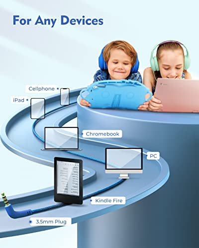 KLYLOP Kids Headphones with Microphone, Wired Headphone Over-Ear for Kids for School, 85/94dB Volume Limiter, Headphones for Kid with Share Function, Foldable Headset for iPad Kindle Fire