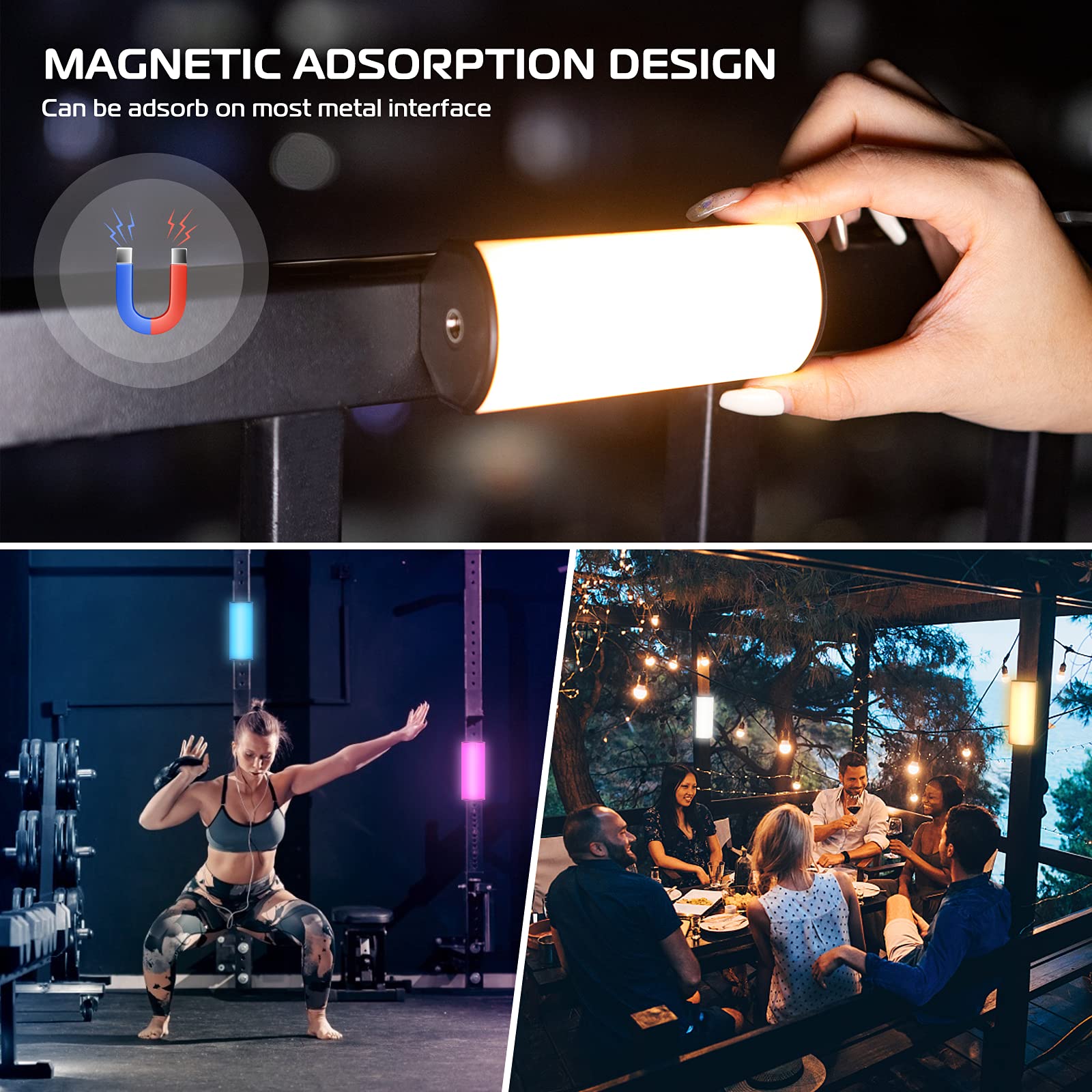 ULANZI 2 Pack Handheld Light Wand, 360° RGB LED Video Light for Photography, 2000mAh Rechargeable Light Stick for Video Shooting, 2500-9000K Dimmable Camera Light w LCD, Support Magnetic Attraction