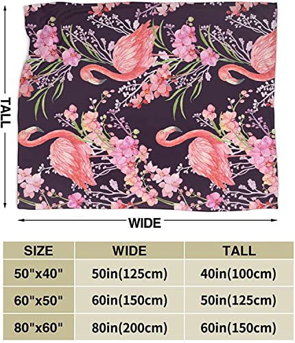 Gbuzozie Fleece Blanket Tropical Pink Flamingos Palm Leaves Lightweight Ultra-Soft Micro Throw Blanket for Sofa Couch Bed Camping Travel - Super Soft Cozy Microfiber Blanket 80"X60"