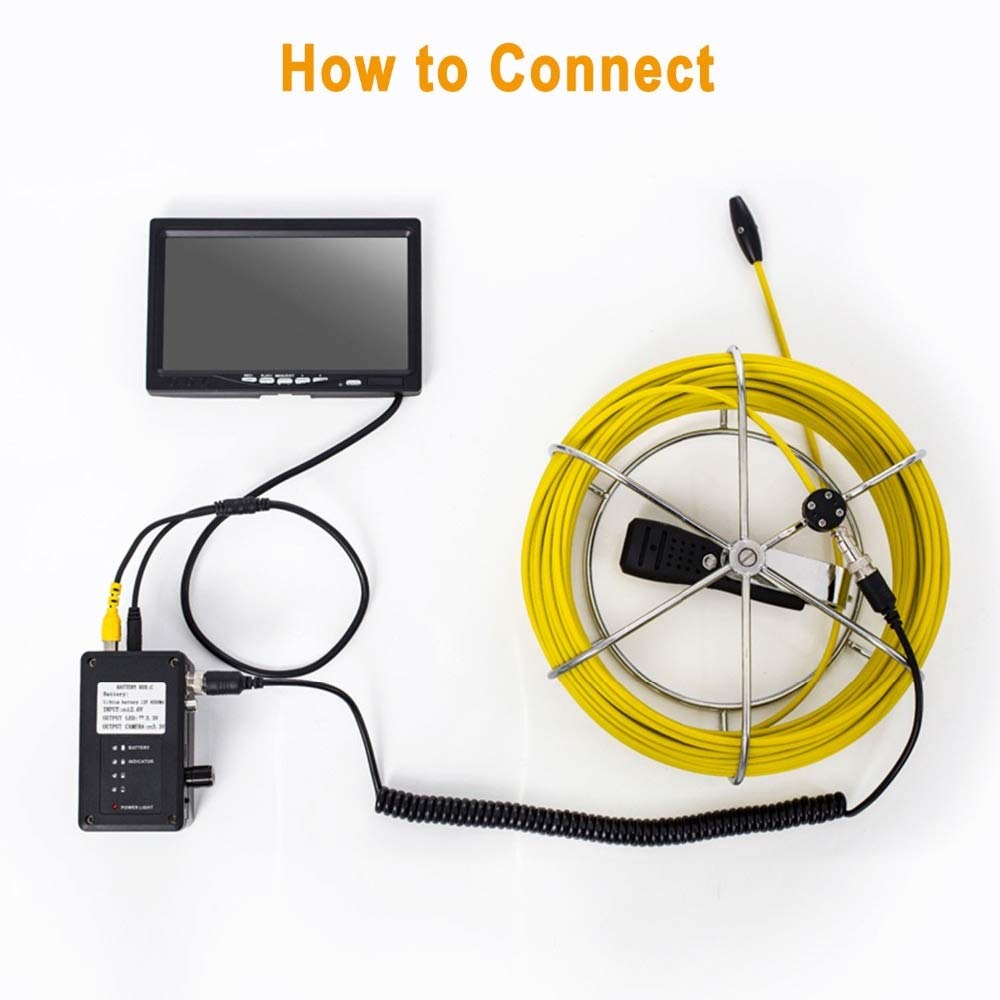 BHVXW 20/50/100M Pipe Inspection Video Camera,6.5mm Cam Drain Sewer Pipeline Industrial Endoscope (Size : 50m)