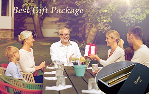 Roman Premium Vintage Fountain Pen Matte Black Ink Luxuary Antique Gold Trim Medium Nib with a Refill -Made in Japan-