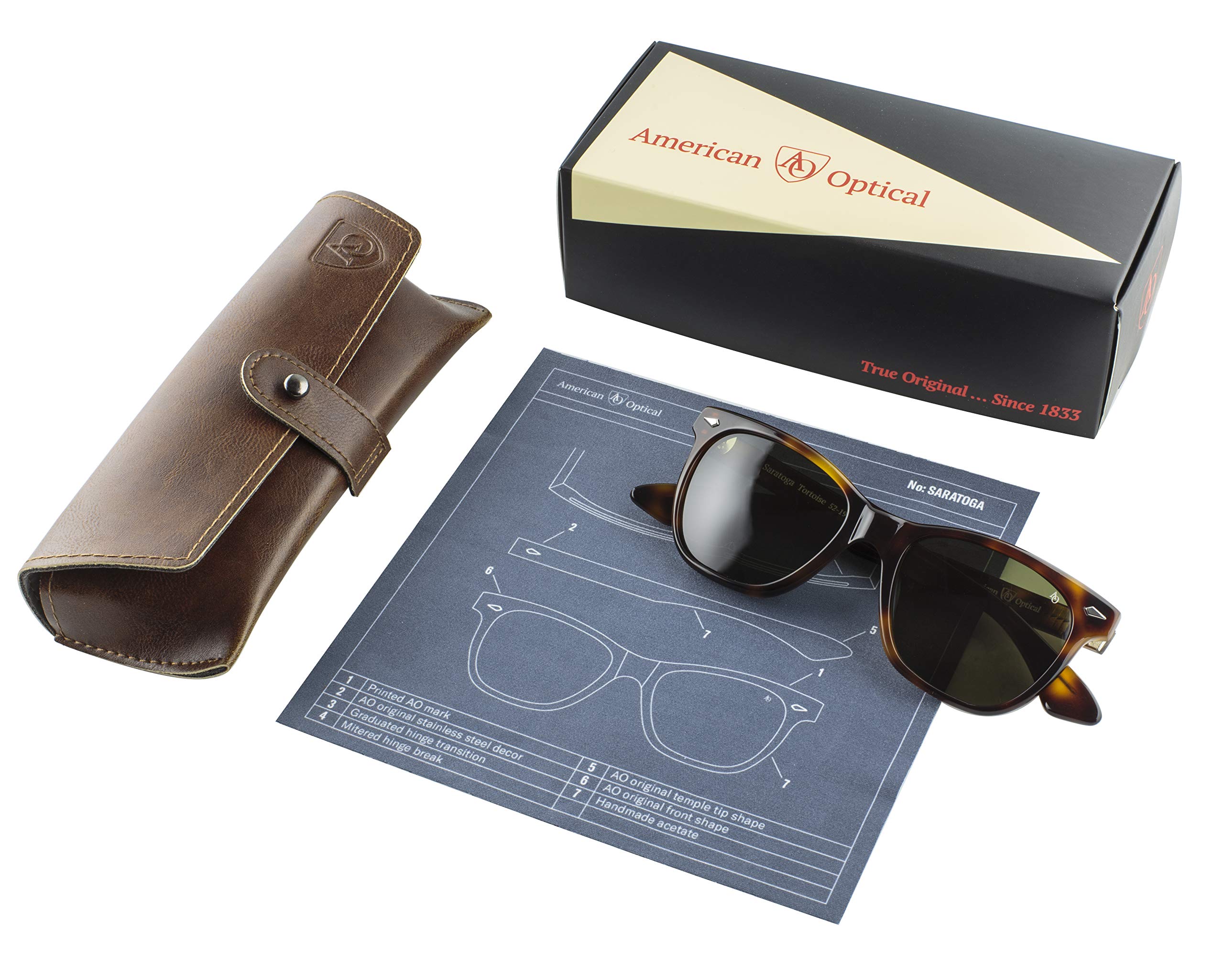 AO Saratoga Sunglasses - Tortoise - Calobar Green AOLite Nylon Lenses - 52-19-145
