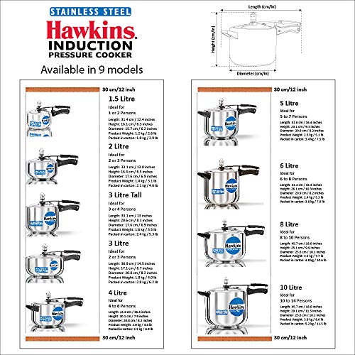 Hawkins B33 Pressure Cooker Stainless Steel, Small, Silver