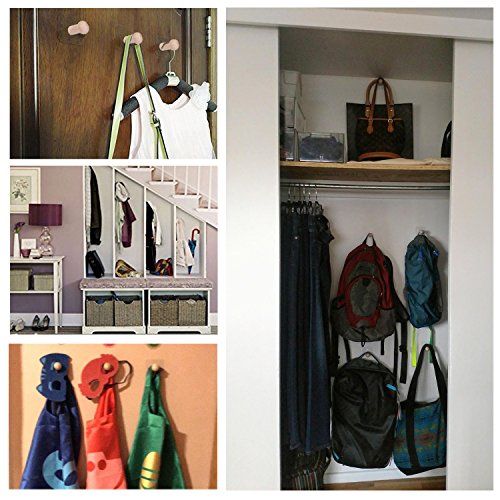 RONRI Wall Hooks, 12 Pack Self Adhesive Hooks Wooden Coat Hooks Wall Mounted Rustic Hooks, for Bathroom Bedroom Kitchen Towel Key Robe Utensil Hat, Home and Office