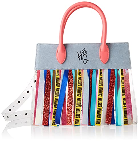 Loungefly x Birds of Prey Harley Quinn Caution Tape Fringe Crossbody Bag (One Size, Clear/Multi)