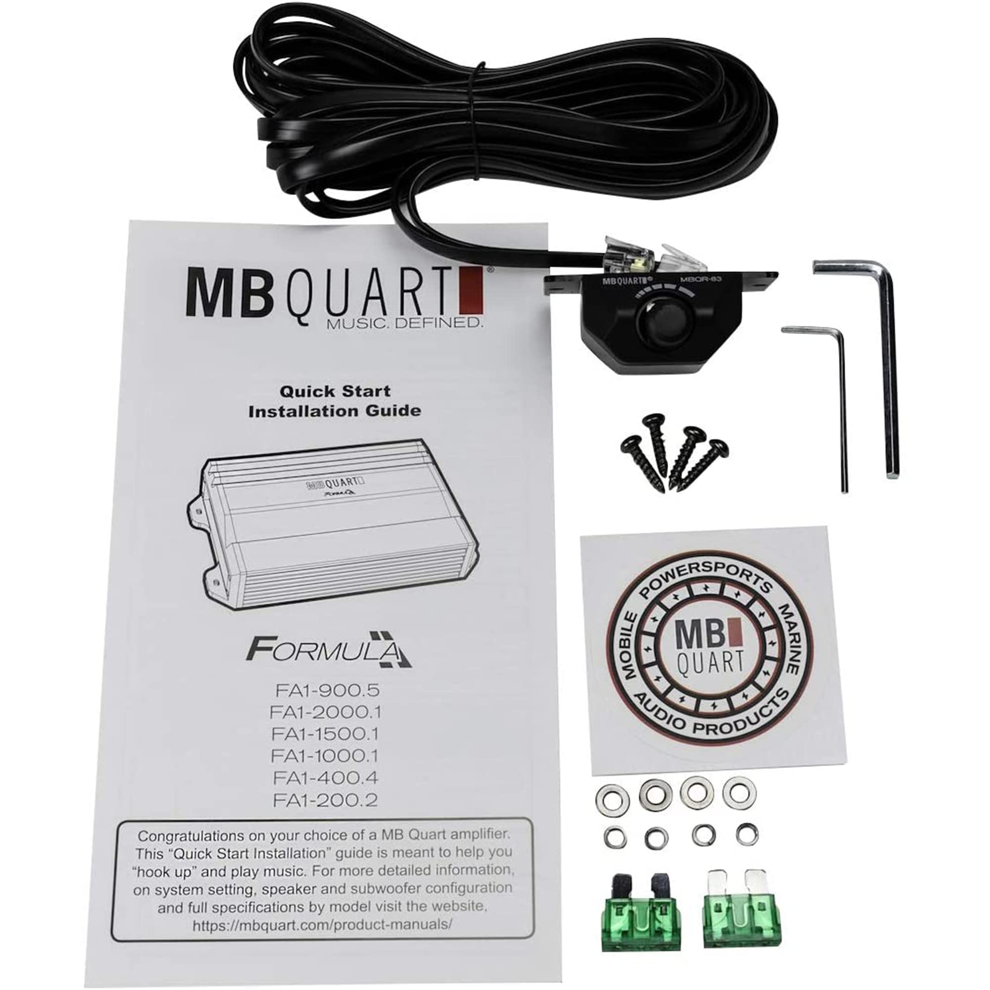 MB Quart FA1-900.5 5 Channel Car Audio Amplifier (Black) - Class SQ Amp, 900-Watt, Variable Electronic Crossover, LED System Protection, Heavy Duty Connections, Bass Remote Included