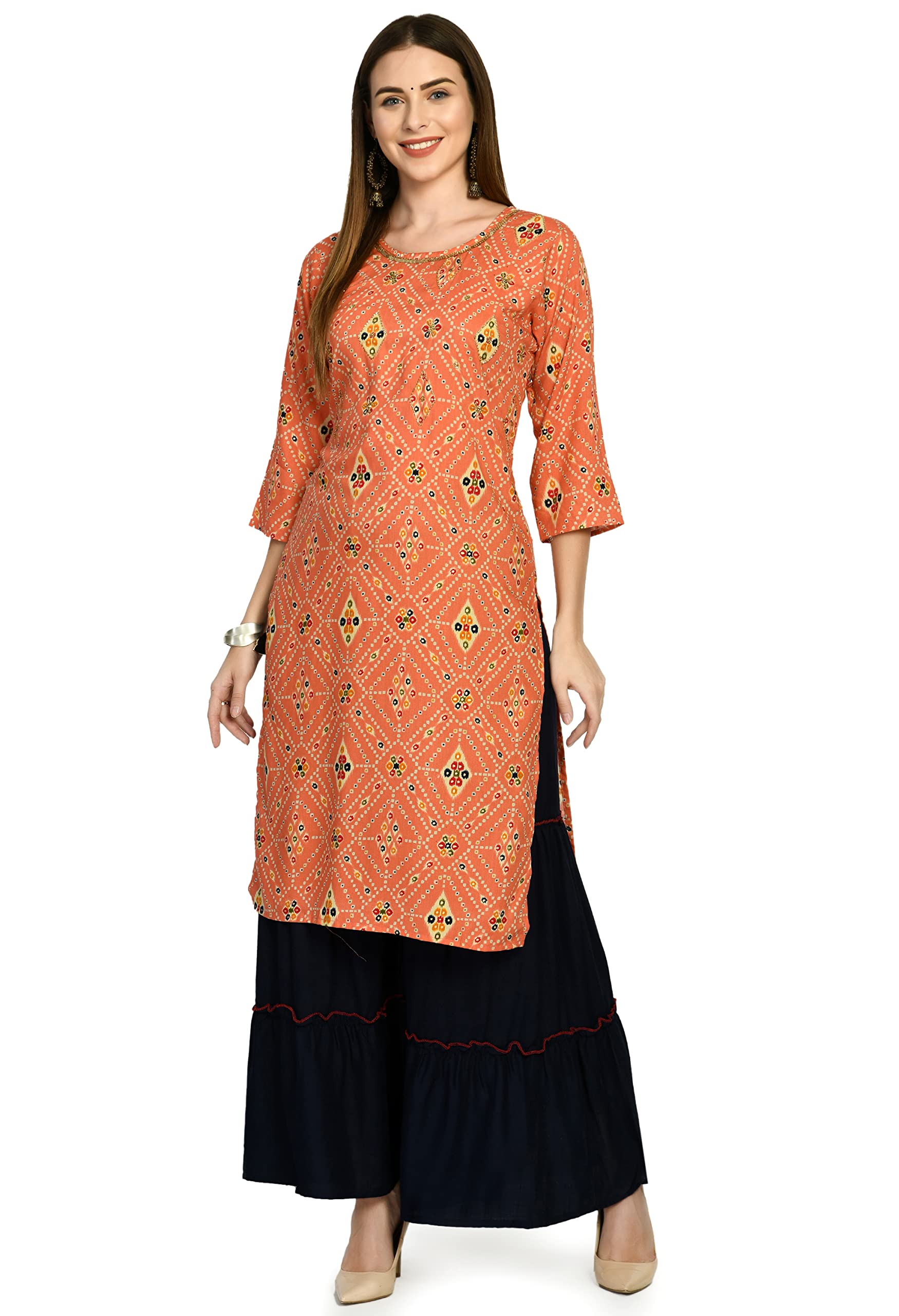 AnjuShree Choice Women Indian Top Rayon Kurti Skirtset for women Tunic top