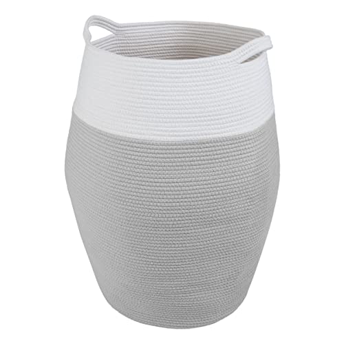 Laundry Basket - Curved Cotton Rope Basket with Handles for Living Room, Bedroom, Bathroom, Nursery, and Laundry Room Storage by Home-Complete (Gray) Large