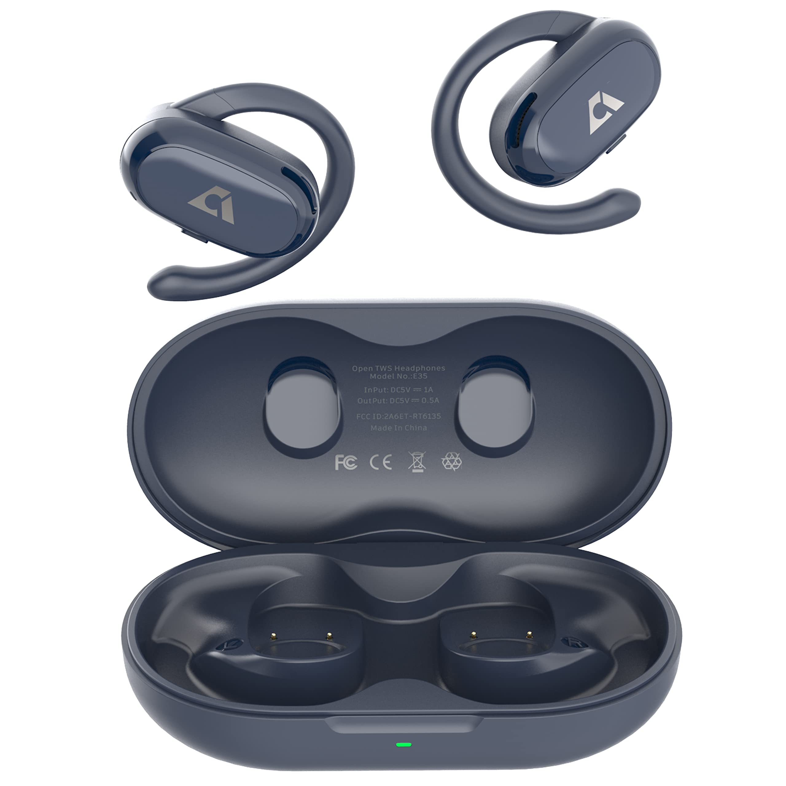 Ankbit Open Ear Headphones Wireless Bluetooth 5.3 Earbuds 60hrs Playtime Stereo Bass Earphones Dual 16.5mm Dynamic Drivers Rotatable Waterproof Headset with Microphone for Sports/Workout/Gym/Running