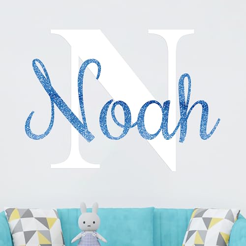 Personalized Multiple Font Wall Stickers for Baby Girl or Boy I Custom Name & Initial for Nursery Wall Decor I Wall Decal for Child Room Decorations I Multiple Sizes and Colors Options