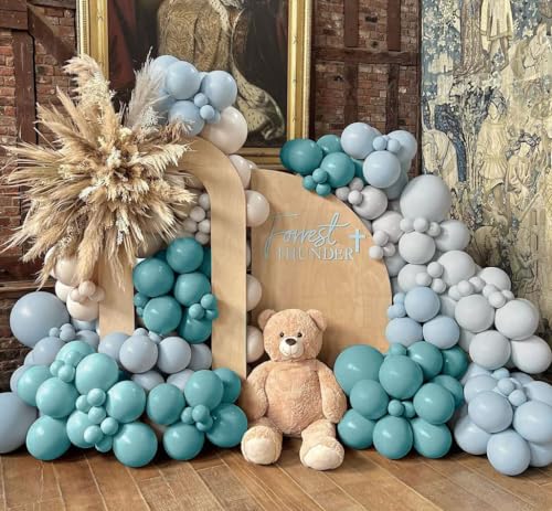 Dusty Blue Balloon Garland Blue White Balloon Arch Double Stuffed Latex Balloons Slate Blue Balloon Garland Kit For Baby Shower Birthday Wedding Anniversary Party Decorations