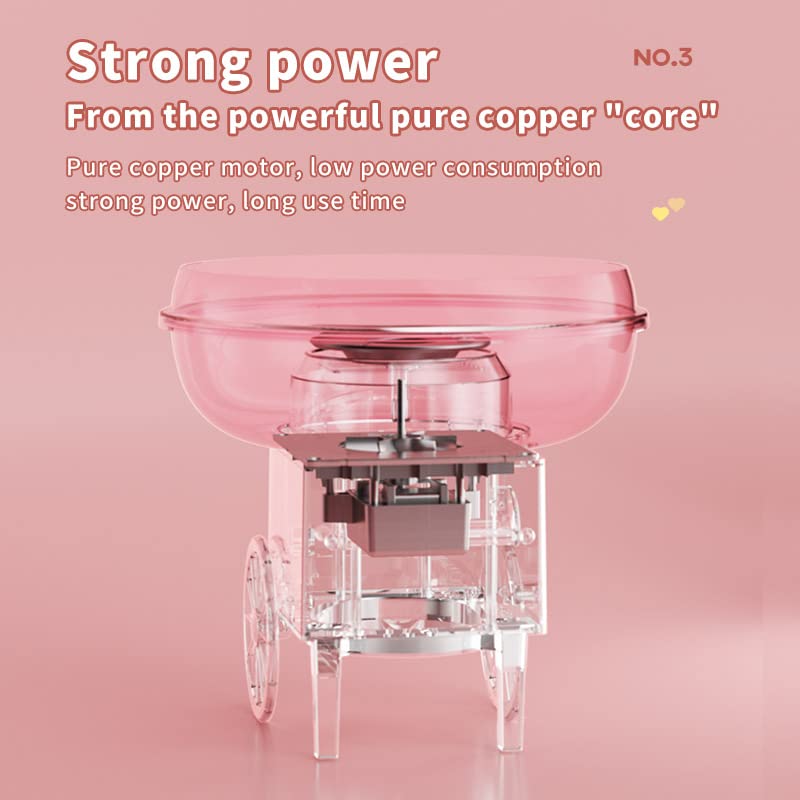 KLLsmDesign Cotton Candy Machine for Kids, Cart Design Desktop Electric Cotton Candy Maker with 10 Reusable Cones & Sugar Scoop for Children's Birthday Gift Family Party Holiday Use