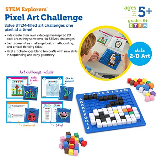 Learning Resources STEM Explorers Pixel Art Challenge, 402 Pieces, Ages 5+, STEM Toys For Kids, Coding Basics For Kids, STEM Activities For Classroom