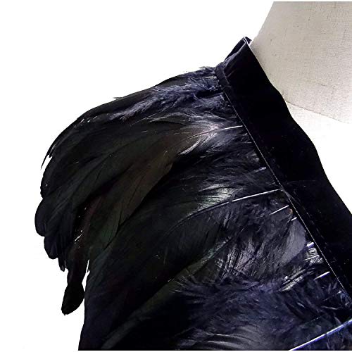 L'VOW Feather Boa Ribbon Punk Gothic Shawl Maleficent Costume for Halloween(Black)