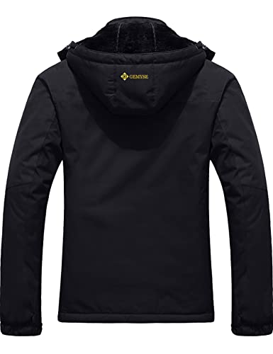 GEMYSE Women's Mountain Waterproof Ski Snow Jacket Winter Windproof Rain Jacket(Black,X-Large)